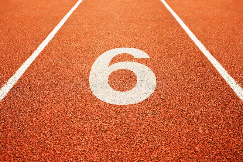 Number Six on Running Track Stock Image - Image of compete, number ...
