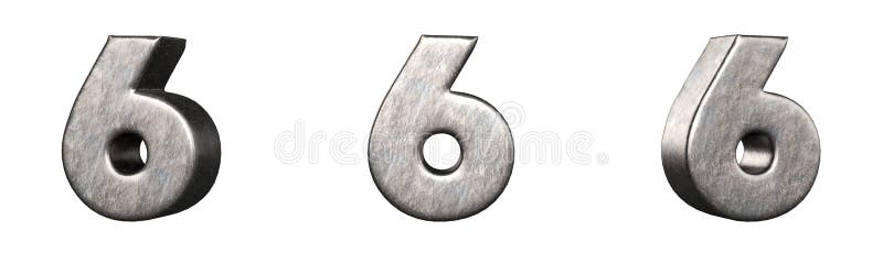 Number 6 Six from a Scratched Iron Numbers Collection. Isolated Stock ...