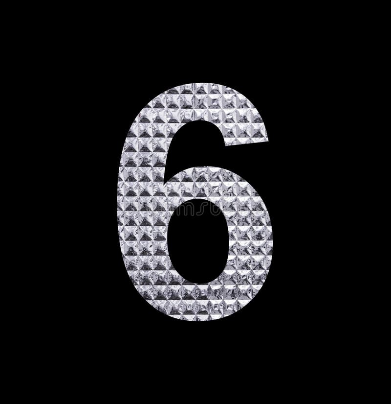 Number Six on Textured Silver Shiny Paper Stock Illustration ...