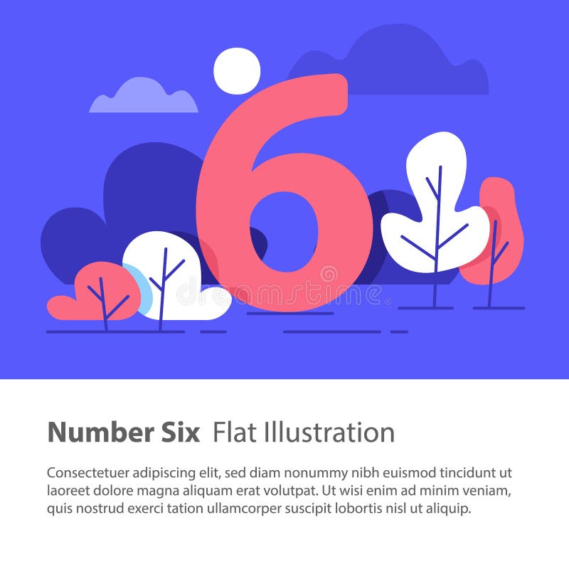 Sequential Number, Number Six, Top Chart Concept, Night Sky, Flat ...