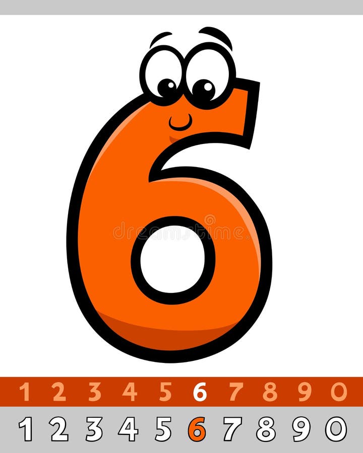 Number Six Vector Cartoon Character Stock Vector - Illustration of ...