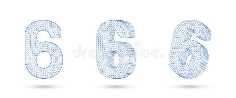Number Six Wireframe High Polygonal Outline Low Poly Style Vector ...