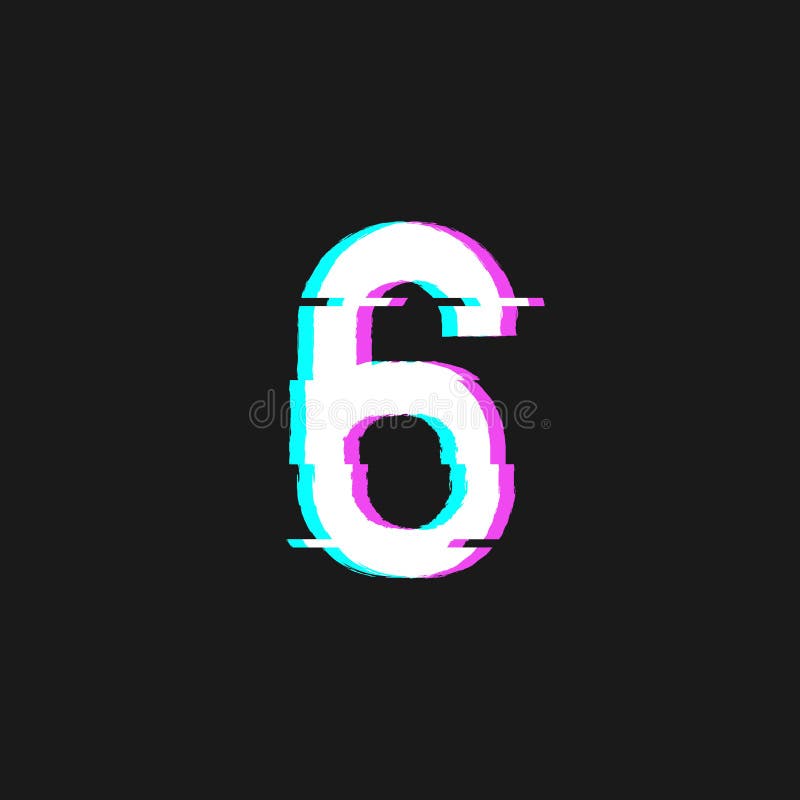 Number 6 or Sixth with Glitch Effect Style for Countdown, Poster, Flyer ...