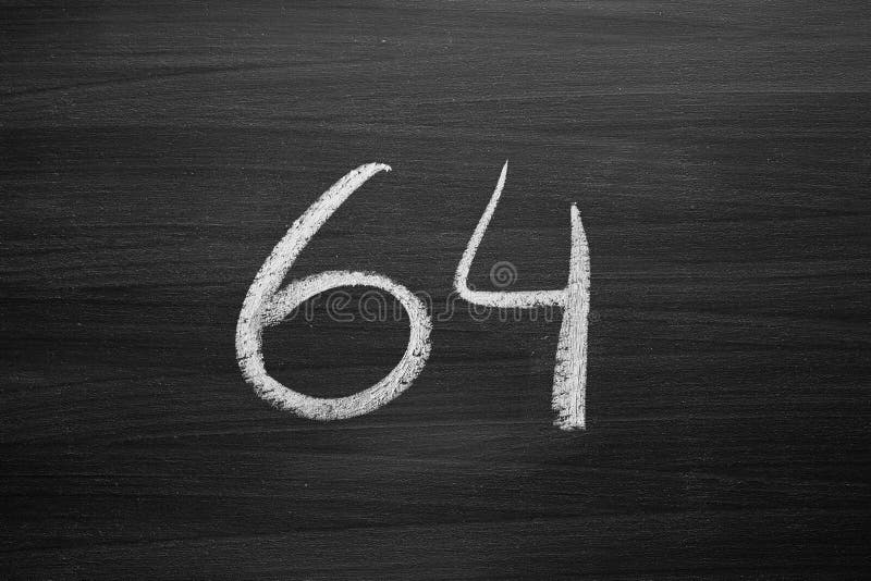 Number Sixty Four Enumeration Written with a Chalk on the Blackboard ...