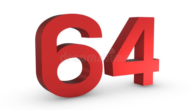 Numeral 64, Sixty Four, Isolated On White Background, 3d Render Stock ...