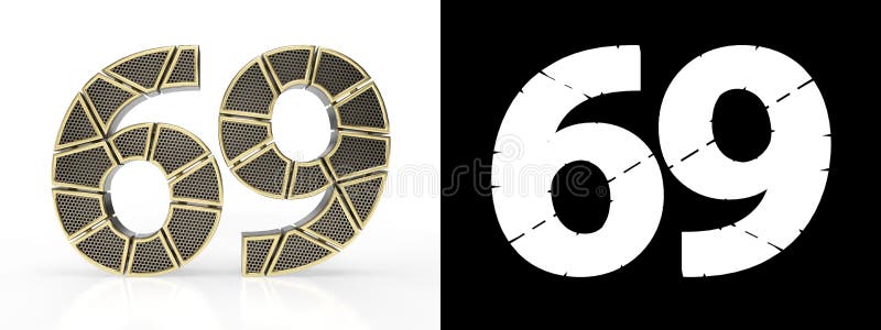 Number Sixty-nine Number 69 With Perforated Gold Segments Stock ...