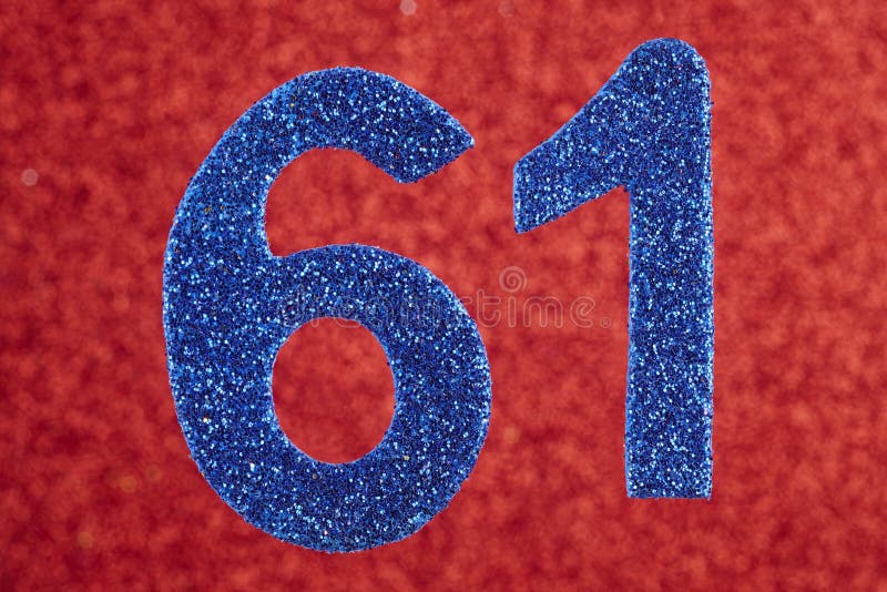 Number Sixty-one Blue Color Over a Red Background. Anniversary. Stock ...