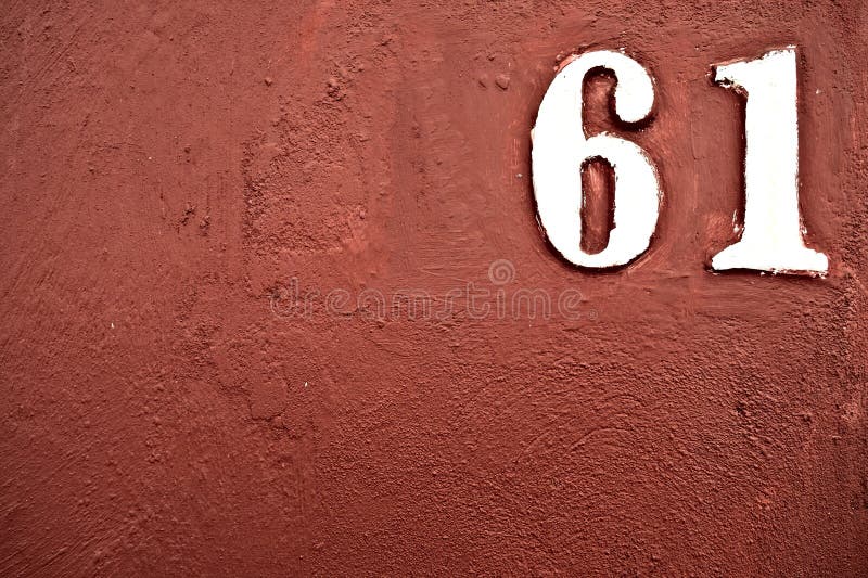 61 Number Sixty-one White on Brown Background, Offset Stock Image ...
