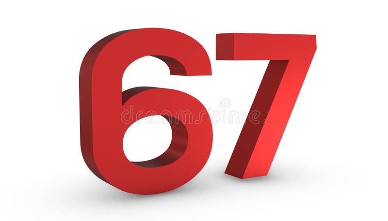 Number Sixty Nine Percent 69 Red Sign 3d Rendering Isolated On White