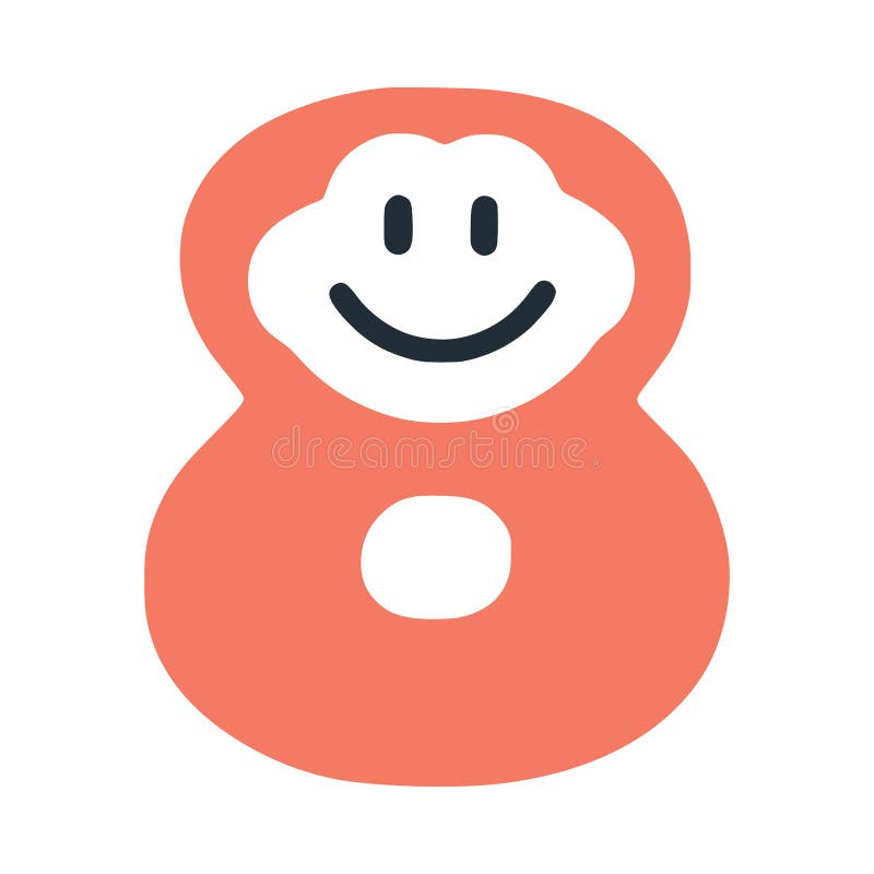 Number 8 with a Smile on the Face Character in Flat Style Stock Vector ...