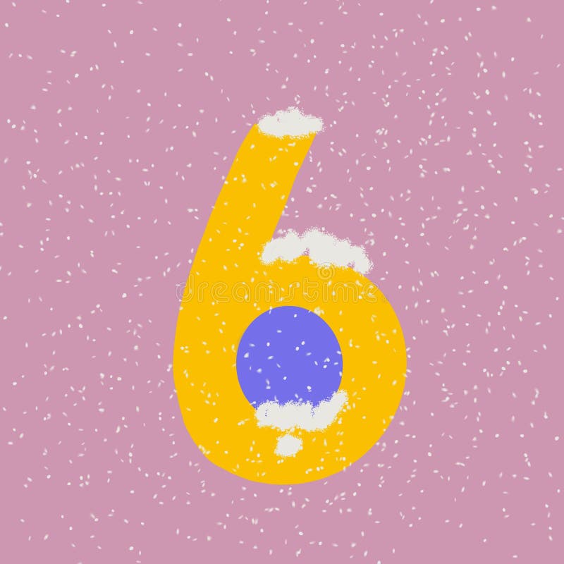 Number 6 with Snow Decoration Stock Illustration - Illustration of snow ...