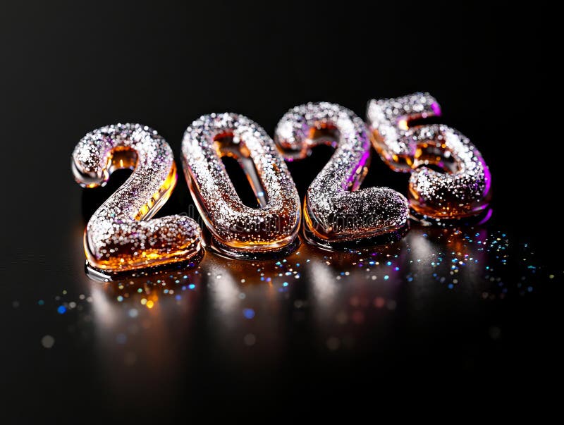 A Number of Sparkling Numbers on a Black Surface Stock Image - Image of ...