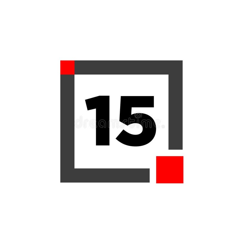 15 Number with Square Box Icon. 15 Box Monogram Stock Vector ...