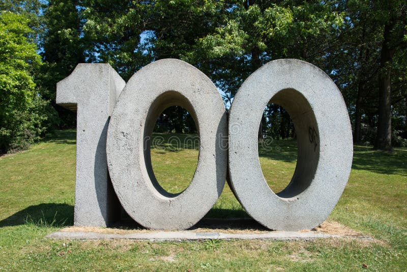 The Number 100 stock image. Image of sculpture, concrete - 56043231