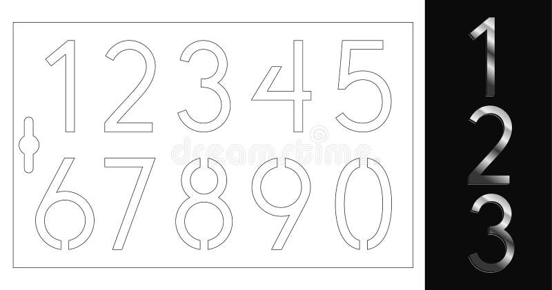 Number stencil template stock vector. Illustration of address - 144881644