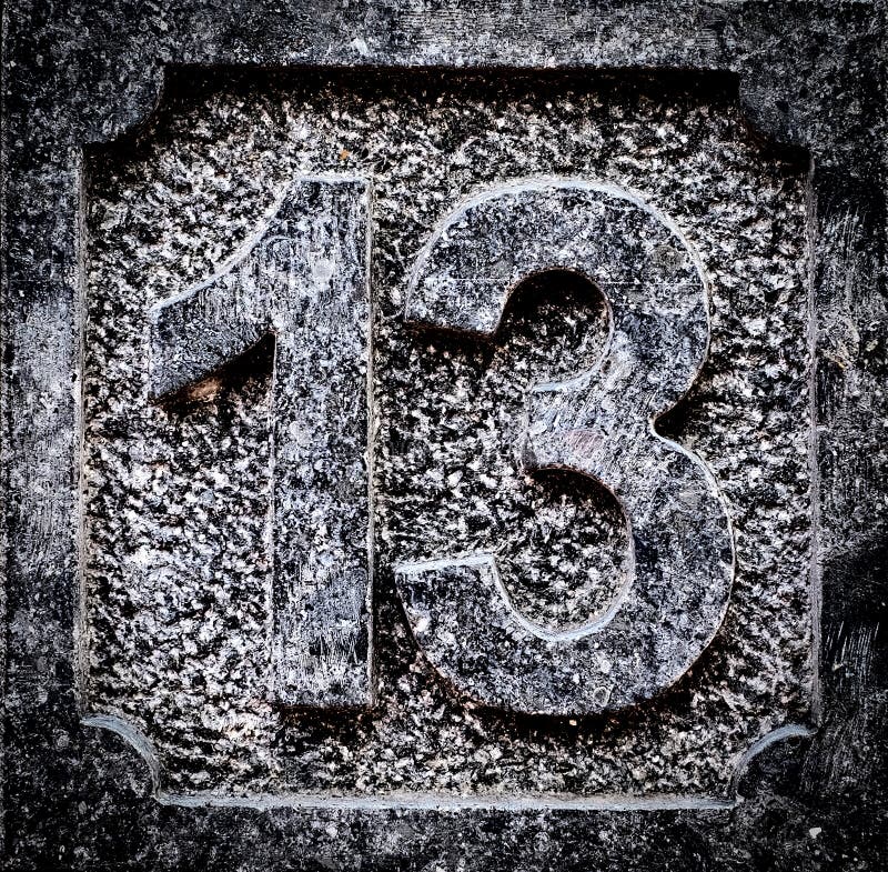 Number 13, a Stone Relief, Gray and Square. Stock Image - Image of ...