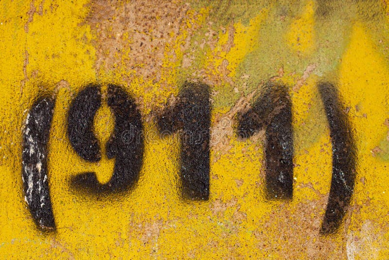 Number 911 on a Stone Yellow Wall Stock Photo - Image of help, vector ...