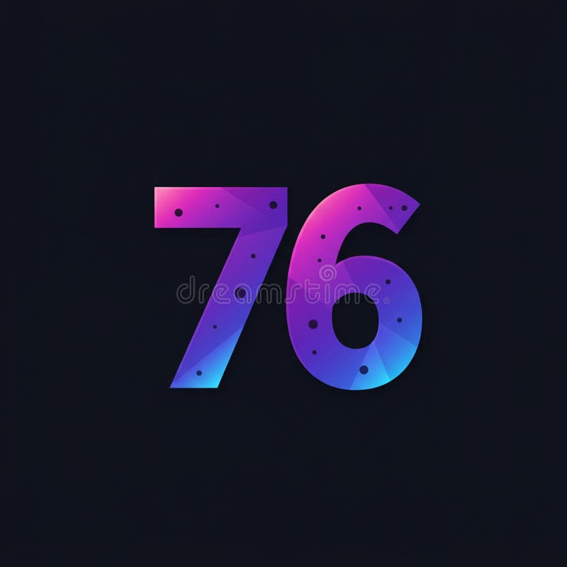 Number 76 in a Stylized, Gradient Design Featuring Pink, Purple, and ...