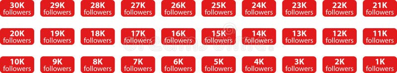 Number of Subscribers Red Button. Followers Red Button Vector Icon ...