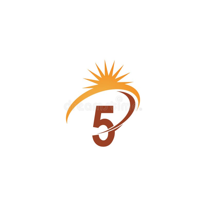 Number 5 with Sun Ray Icon Logo Design Template Illustration Stock ...