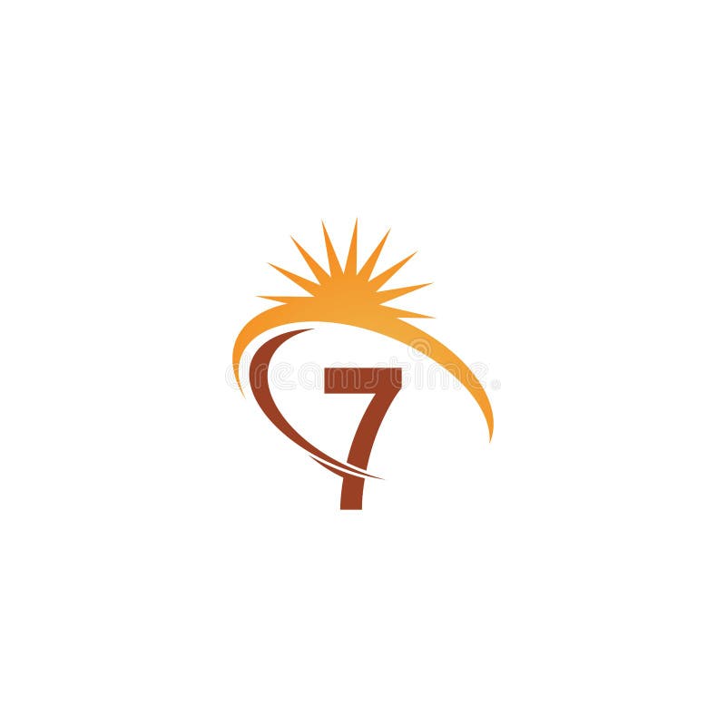 Number 7 with Sun Ray Icon Logo Design Template Illustration Stock ...