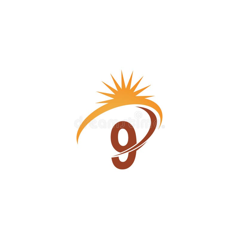 Number 9 with Sun Ray Icon Logo Design Template Illustration Stock ...