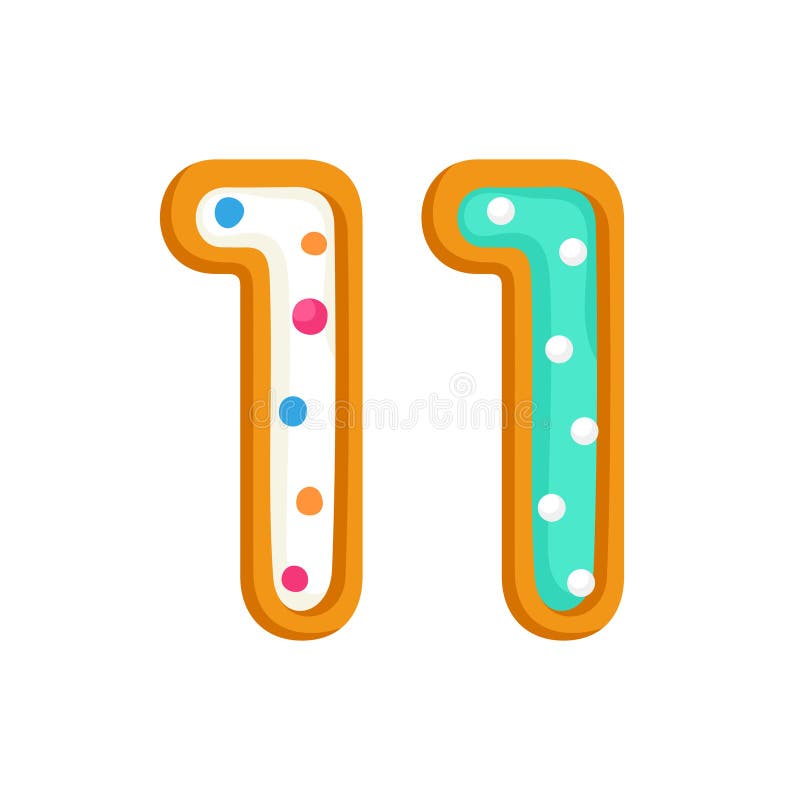 11 Number Sweet Glazed Doughnut Vector Illustration Stock Vector ...