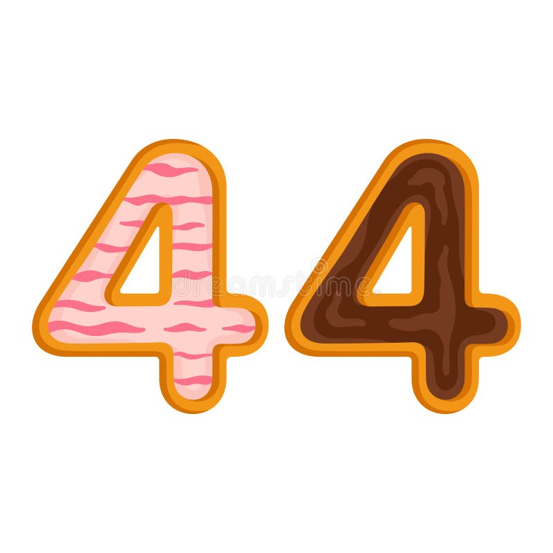 44 Number Sweet Glazed Doughnut Vector Illustration Stock Vector ...
