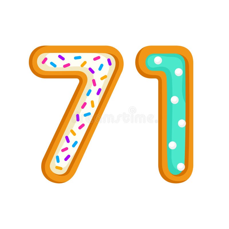 71 Number Sweet Glazed Doughnut Vector Illustration Stock Vector ...