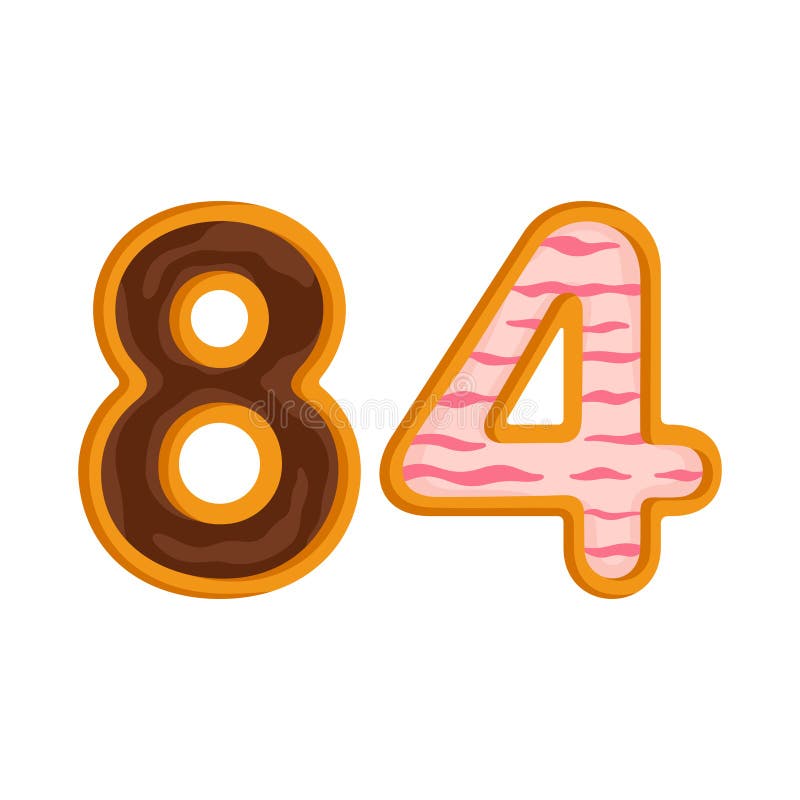 84 Number Sweet Glazed Doughnut Vector Illustration Stock Vector ...