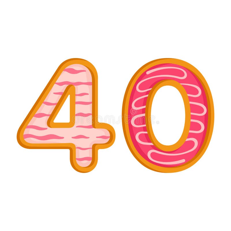 40 Number Sweet Glazed Doughnut Vector Illustration Stock Vector ...
