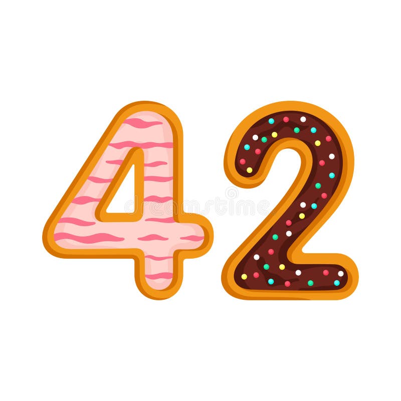 42 Number Sweet Glazed Doughnut Vector Illustration Stock Vector ...