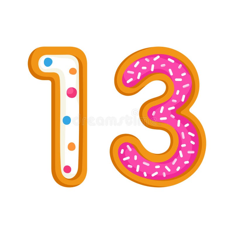 13 Number Sweet Glazed Doughnut Vector Illustration Stock Vector ...