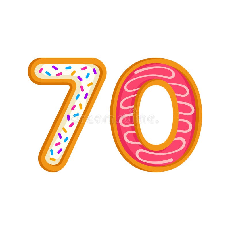 70 Number Sweet Glazed Doughnut Vector Illustration Stock Vector ...