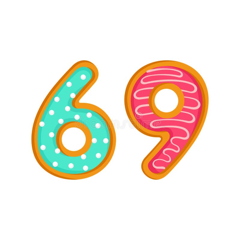 69 Number Sweet Glazed Doughnut Vector Illustration Stock Vector ...
