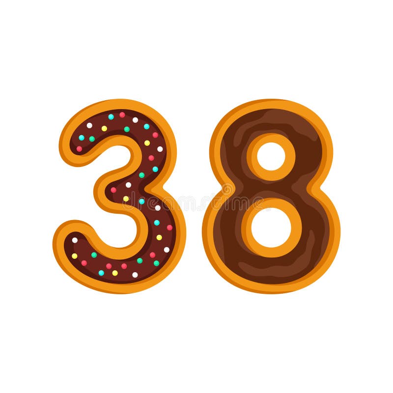 38 Number Sweet Glazed Doughnut Vector Illustration Stock Vector ...