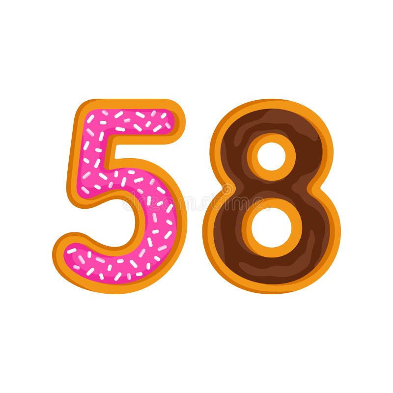 58 Number Sweet Glazed Doughnut Vector Illustration Stock Vector ...