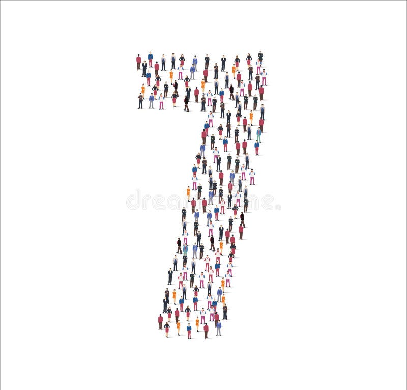 A Number 7 Symbol Made from a Large Group of People Stock Vector ...