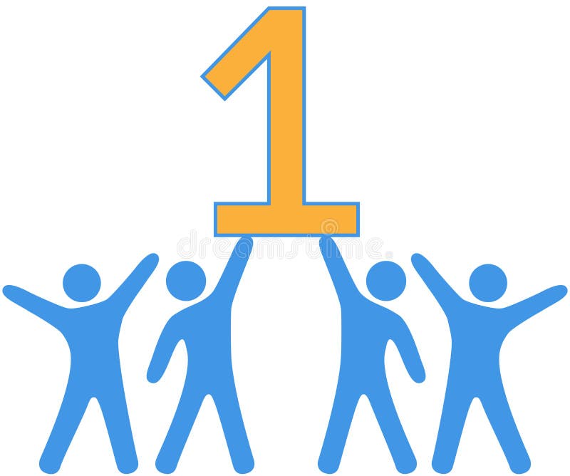 Number 1 Team People Celebrate Big Win Stock Vector - Illustration of ...
