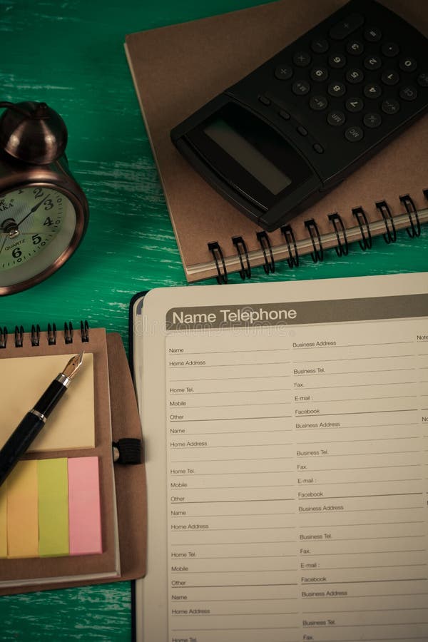 Number Telephone List on Page of Diary Book Planner Stock Image - Image ...