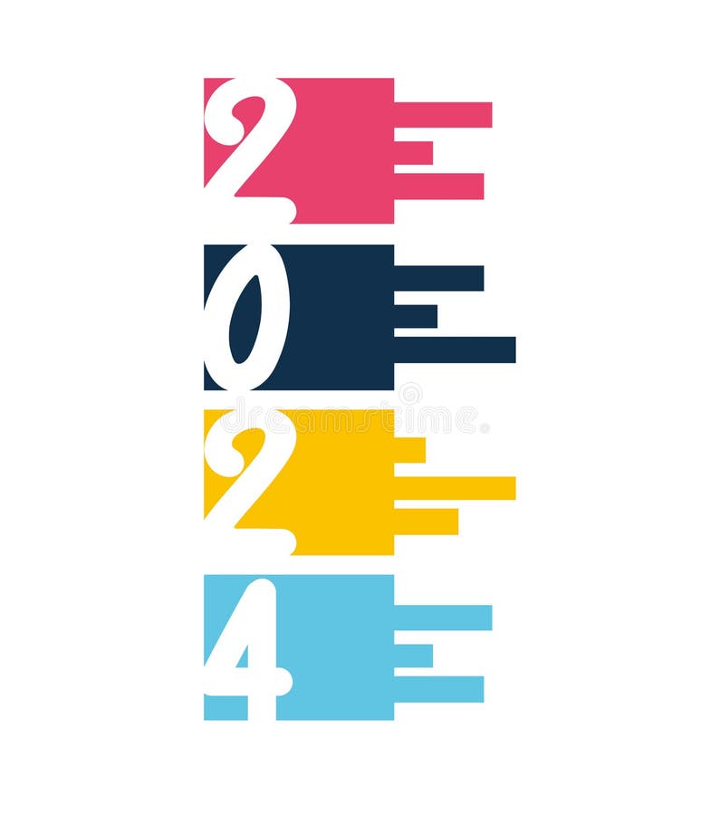 2024 Number Template Design Stock Vector - Illustration of 2024 ...