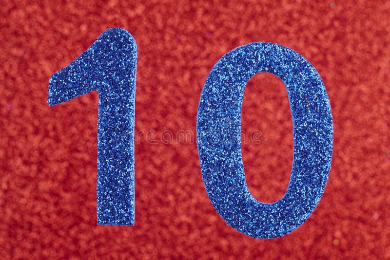 Number Ten Blue Color Over a Red Background. Anniversary Stock Image ...