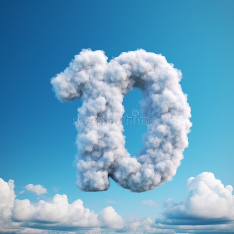 Vibrant Blue Sky with Fluffy Clouds Shaped Like the Number Hundred ...