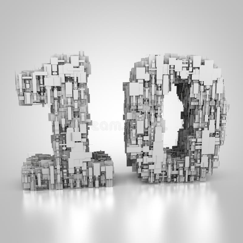 Number Ten Made Out of Technical Texture Stock Illustration ...