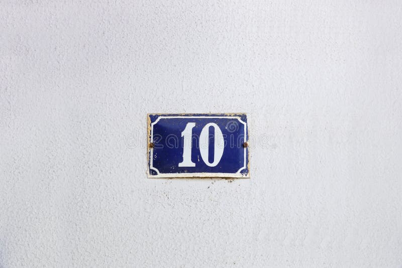 Number Ten in Metallic Plate Format, with Copy Space and Blue and White ...
