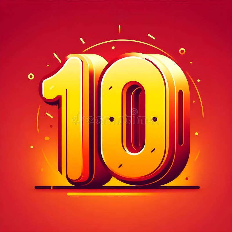 Number 10 Ten Vector Yellow Abstract with Background Red Stock ...