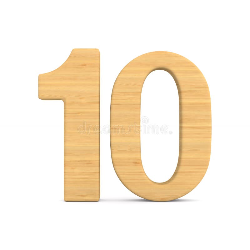Number Ten on White Background. Isolated 3D Illustration Stock ...