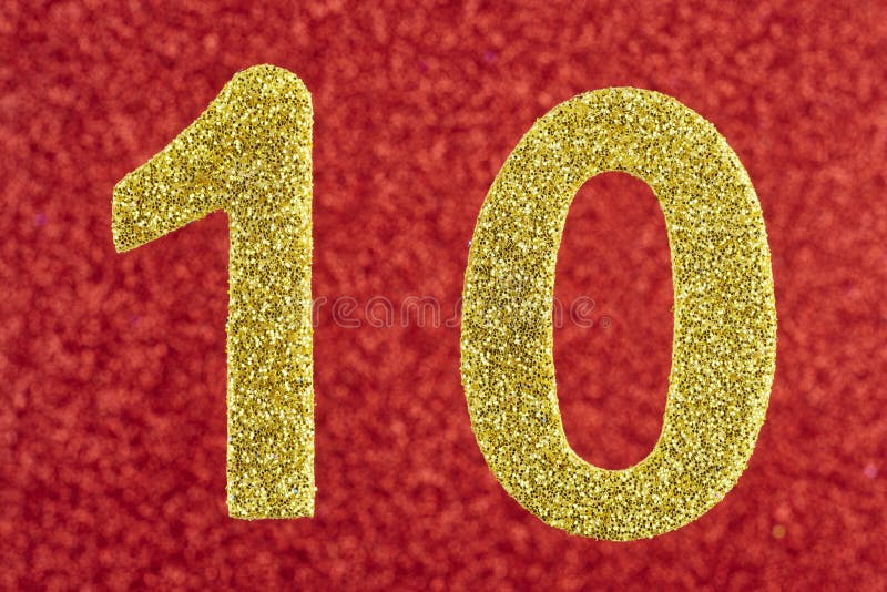 Number Ten Yellow Color Over Red Background Anniversary Stock Photos ...