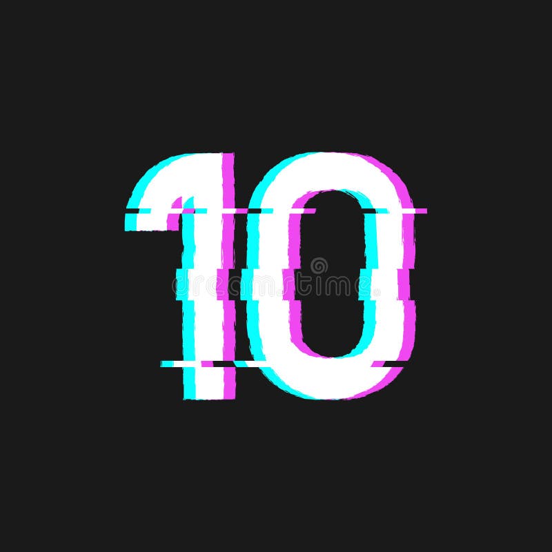 Number 10 or Tenth with Glitch Effect Style for Countdown, Poster ...