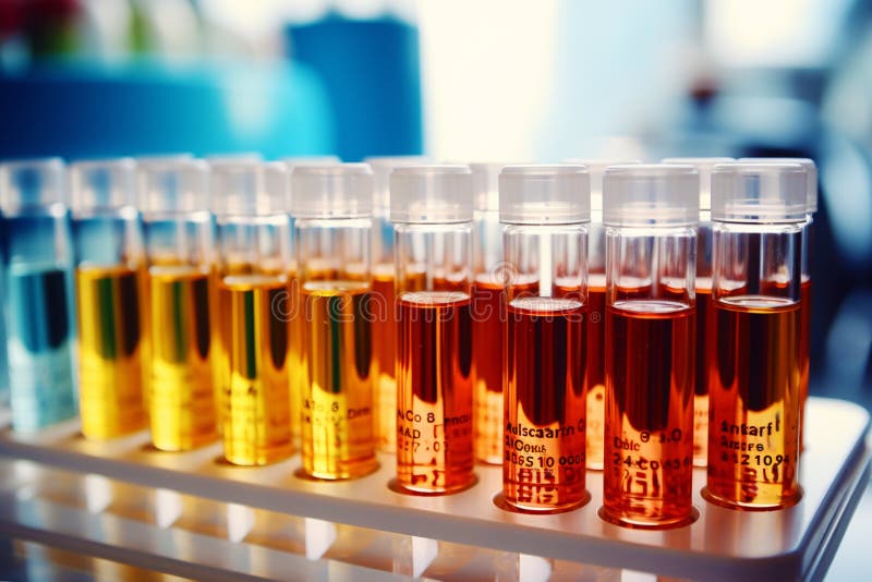 A Number of Test Tubes with Analyzes. Medical or Scientific Laboratory ...